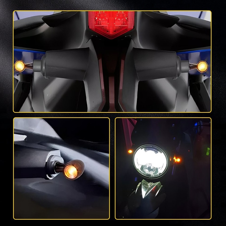 LED Black Mini Bullet Motorcycle Turn Signal Light For Blinker Bobber ...