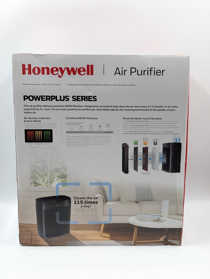 Honeywell PowerPlus HEPA Air Purifier Extra-Large Room 530 sq. ft ...