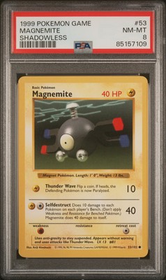 1999 POKEMON BASE SET SHADOWLESS #53 MAGNEMITE PSA 8 | eBay