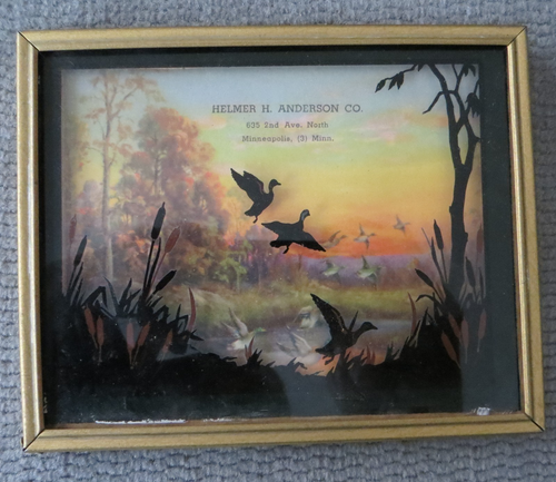 c 1950 ADVERTISING FLYING DUCK SILHOUETTE PICTURE-ELMER ANDERSON CO ...
