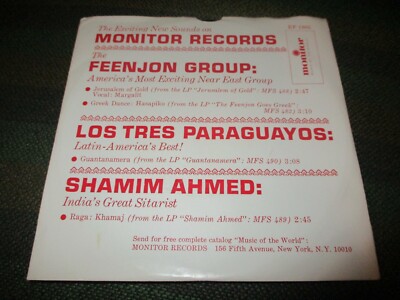 Unplayed 1960's Monitor Records Sampler 7" Feenjon Group Shamin Ahmed N ...