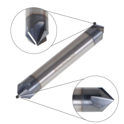 3/8" 4 Flute 90 Degree Carbide Chamfer Mill - Double End - Tialn Coated ...