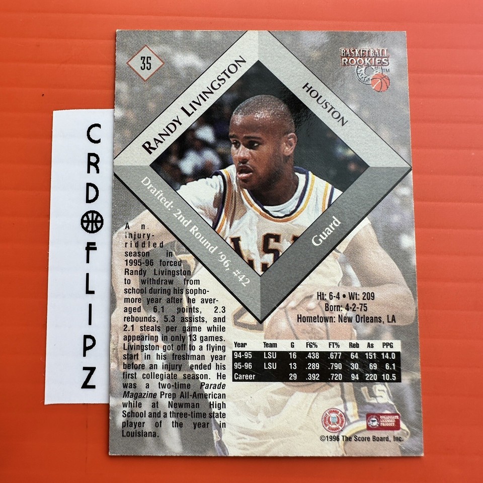 1996 Score Board Rookies #35 Randy Livingston | eBay