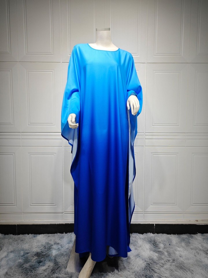 Dubai Abaya Women Muslim Bat Sleeve Satin Loose Maxi Dress Kaftan Arab ...