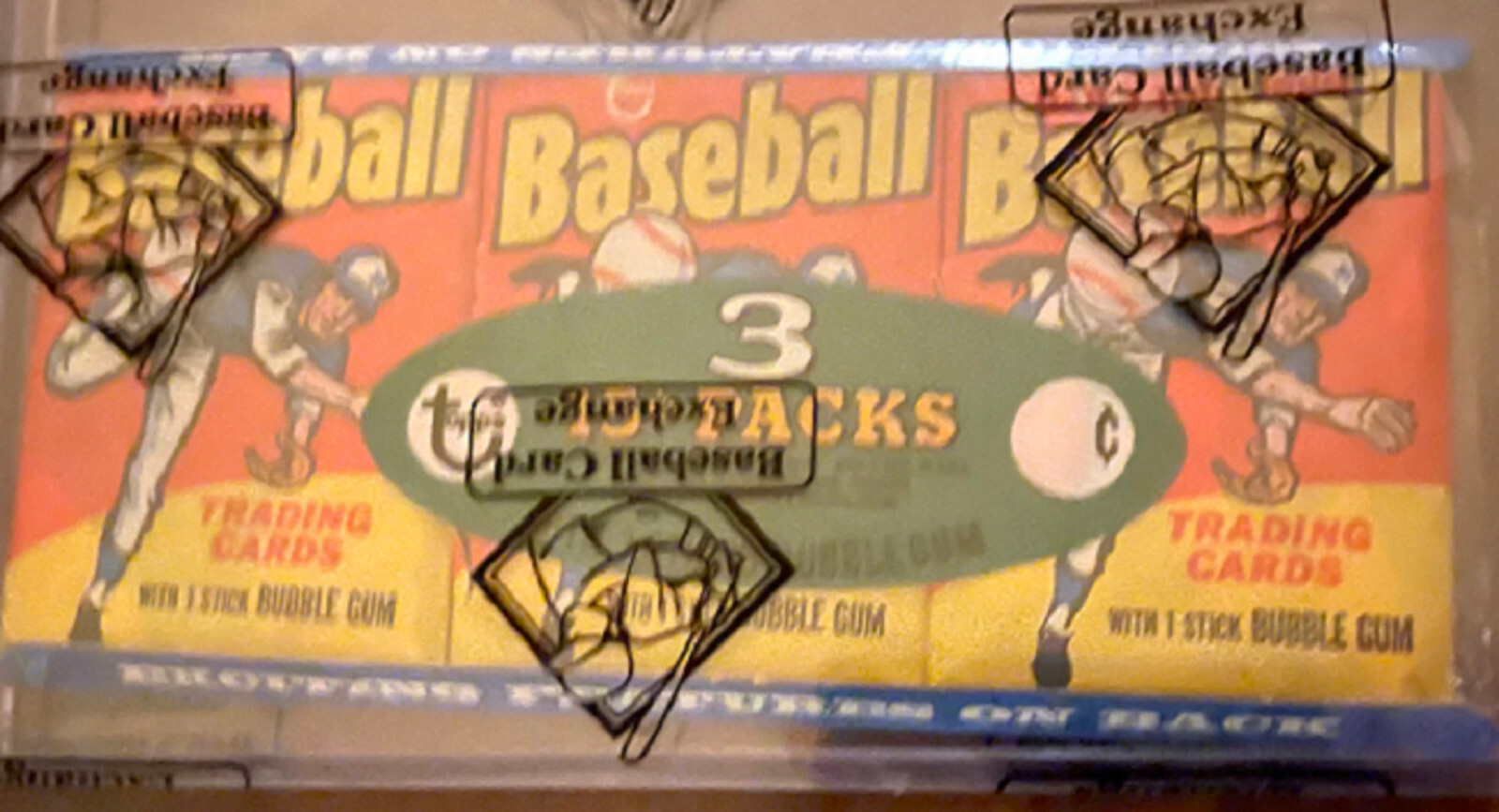 1975 TOPPS WAX TRAY - RARE - BBCE- AUTHENTICATED / WRAPPED, 3 UNOPENED ...