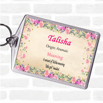 Talisha Name Meaning Bag Tag Keychain Keyring Floral | eBay UK