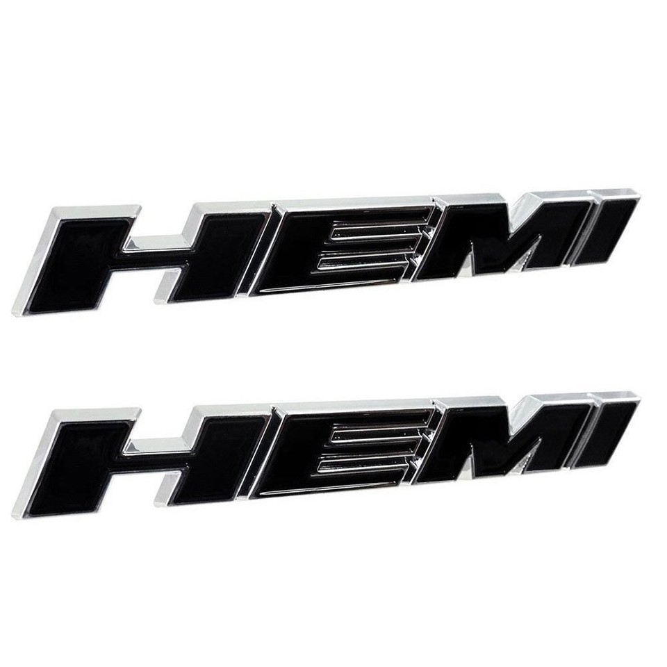 2x OEM Hemi Emblem Badge fits Side oblique Challenger Chrysler Chrome ...