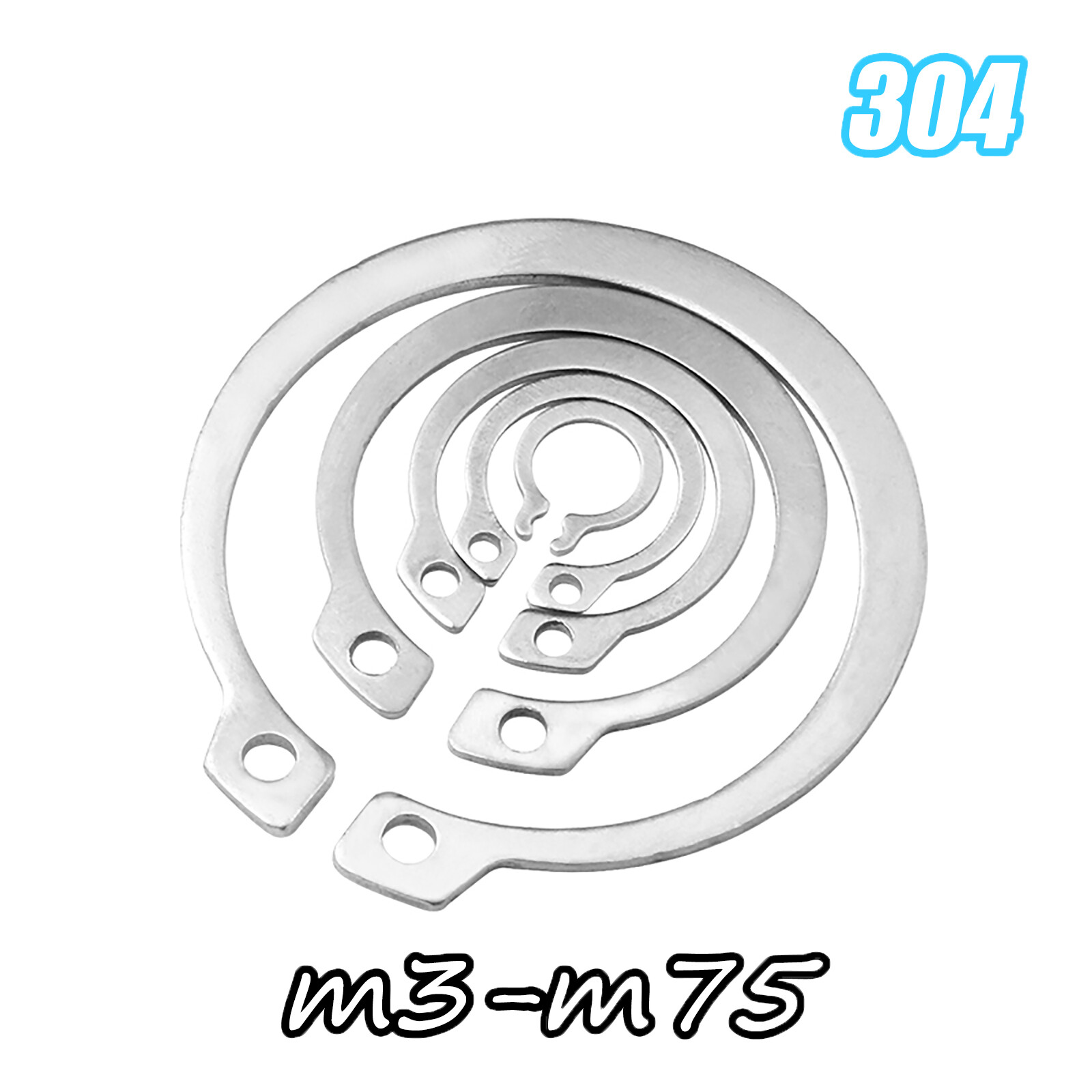 A2 Stainless Steel External Circlips Retaining Rings Snap CirClip 3mm ...