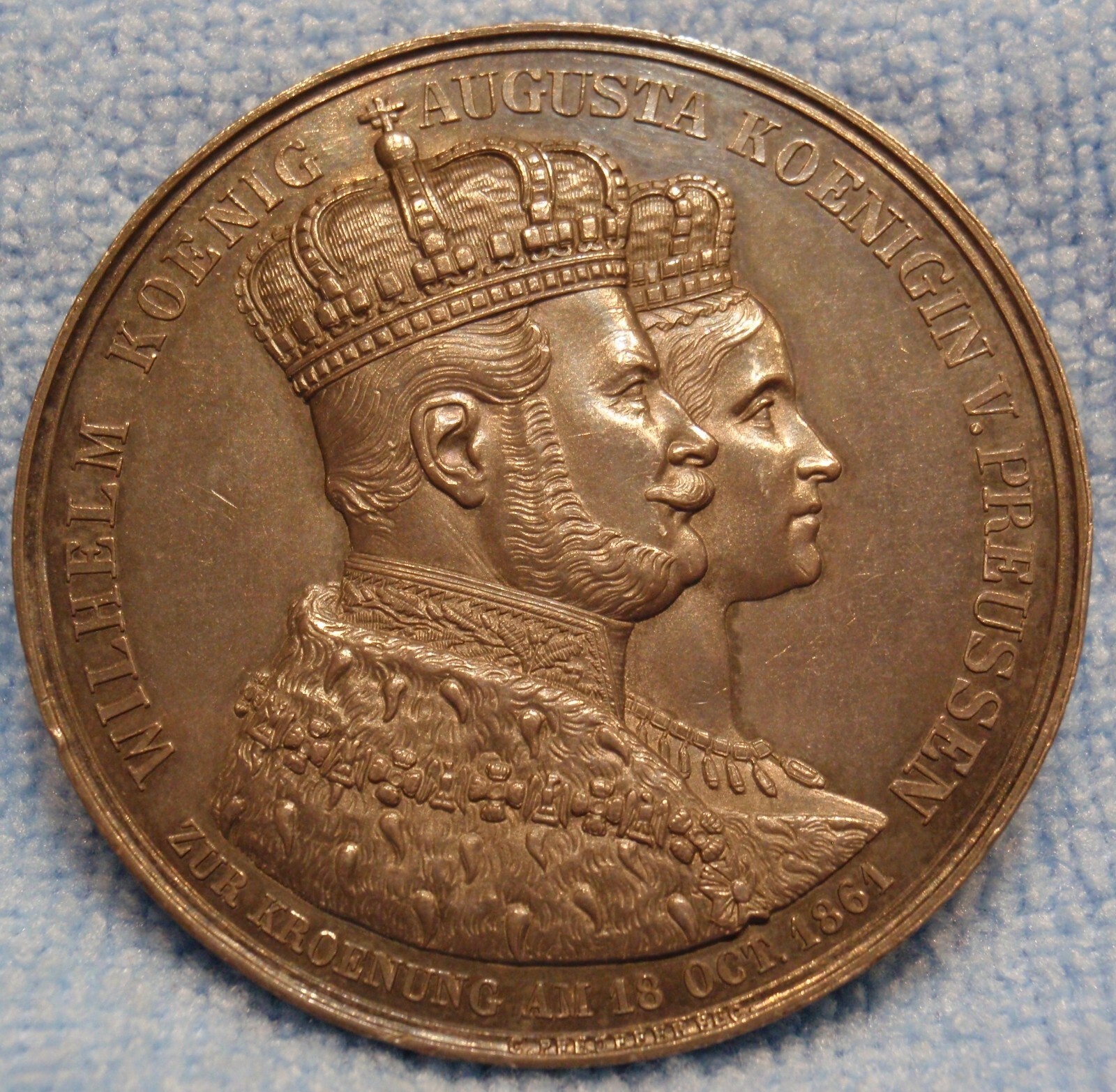 1861 German States Prussia Wilhelm I Silver Coronation Medal Marienburg ...