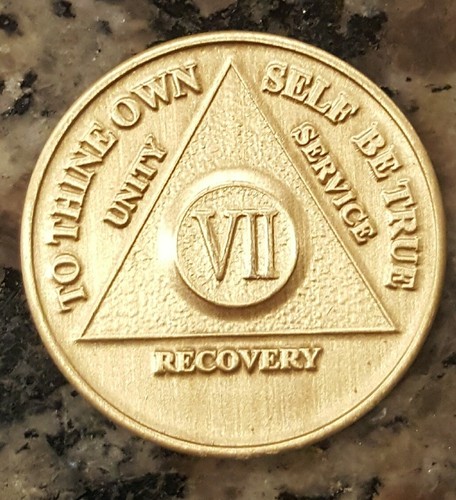 7 Year AA Medallion Alcoholics Anonymous Sobriety Chip Coin VII Seven ...