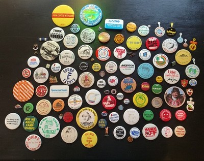 101 Piece Lot Vintage Pinback Buttons Pins Badges Political Music PNW ...