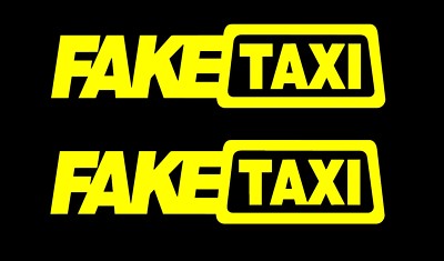 2x FAKE TAXI YELLOW Sticker Decals Funny JDM Drift Turbo Hoon Race Car ...