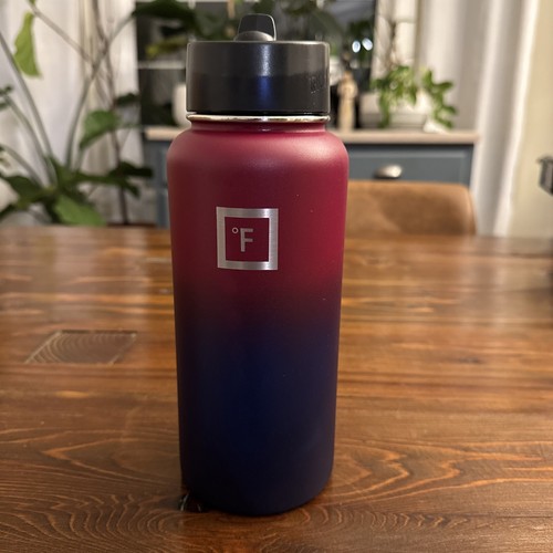 Iron Flask Wide Mouth Water Bottle With Straw Lid Black 32 oz RED/BLACK ...