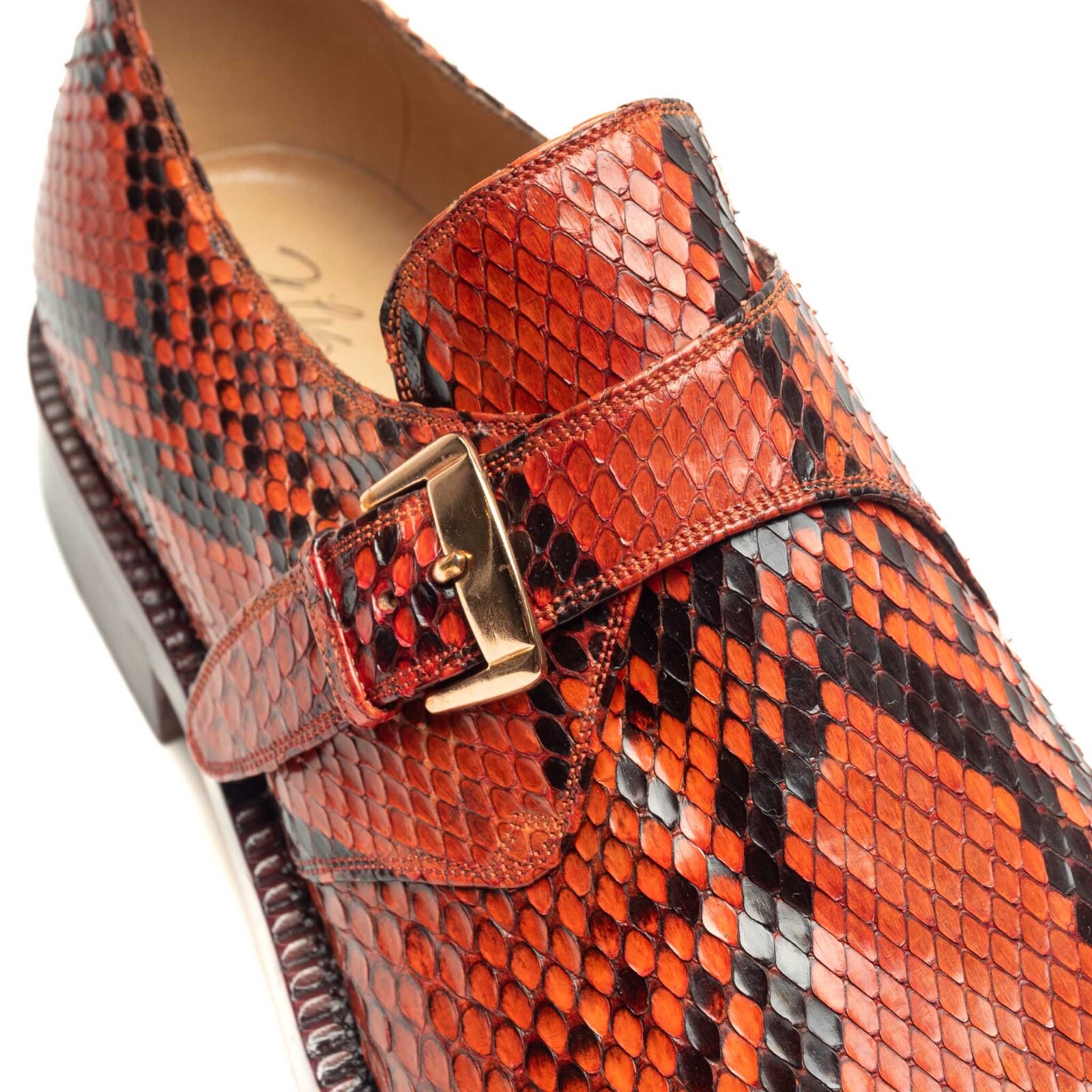 7K$ SILVANO LATTANZI Python Snake Shoes Monk Strap UK: 8 US: 9 EU: 42 ...