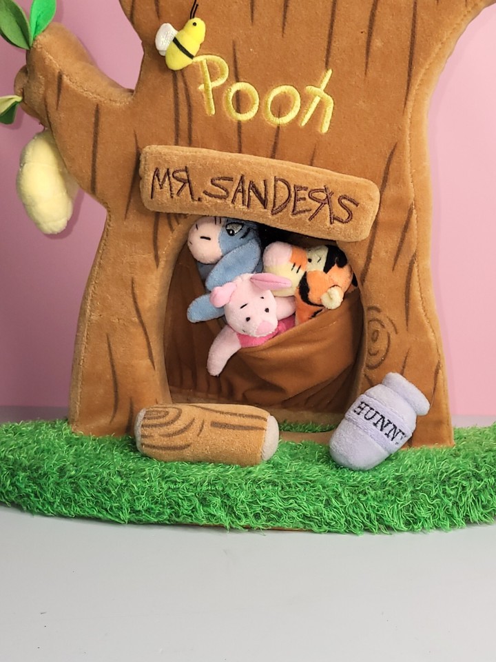 Disney Store Plush Winnie The Pooh Mr Sanders Tree House 3 Finger ...