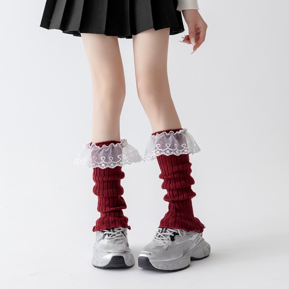 Balletcore Leg Warmers Women Red Boots Cover Cute Knitted Leg Cover ...