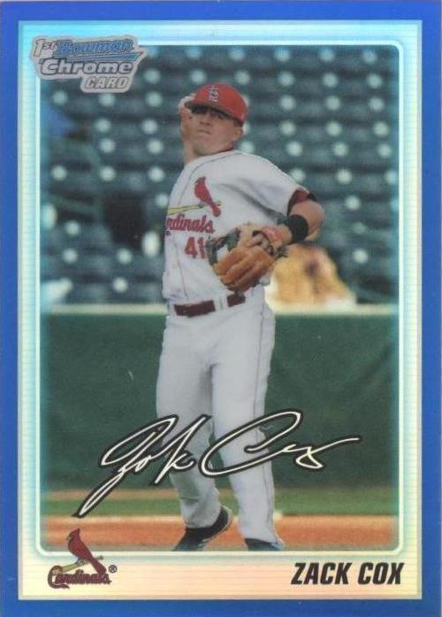2010 Bowman Draft Picks & Prospects - Chrome Draft Picks Zack Cox #BDPP62 Blue Refractor /199 ...