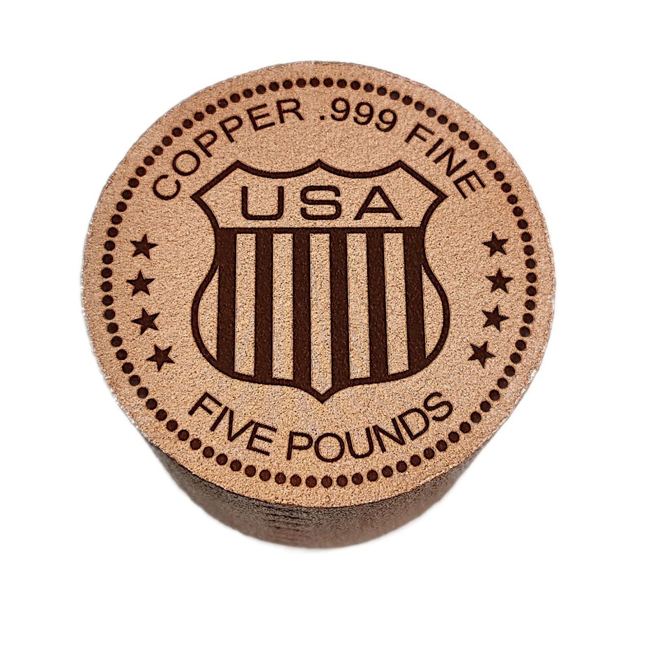 5 Pound Elemental Cu .999 Fine Copper Bullion Rod Coin 5 lb. Liberty ...