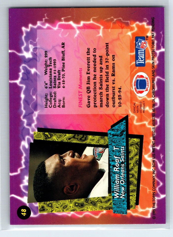 William Roaf 1995 Topps Finest New Orleans Saints #48 With Coating | eBay