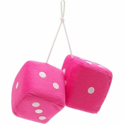 3" Pink Fuzzy Dice with White Dots - Pair VPADICEPKW vintage parts usa ...
