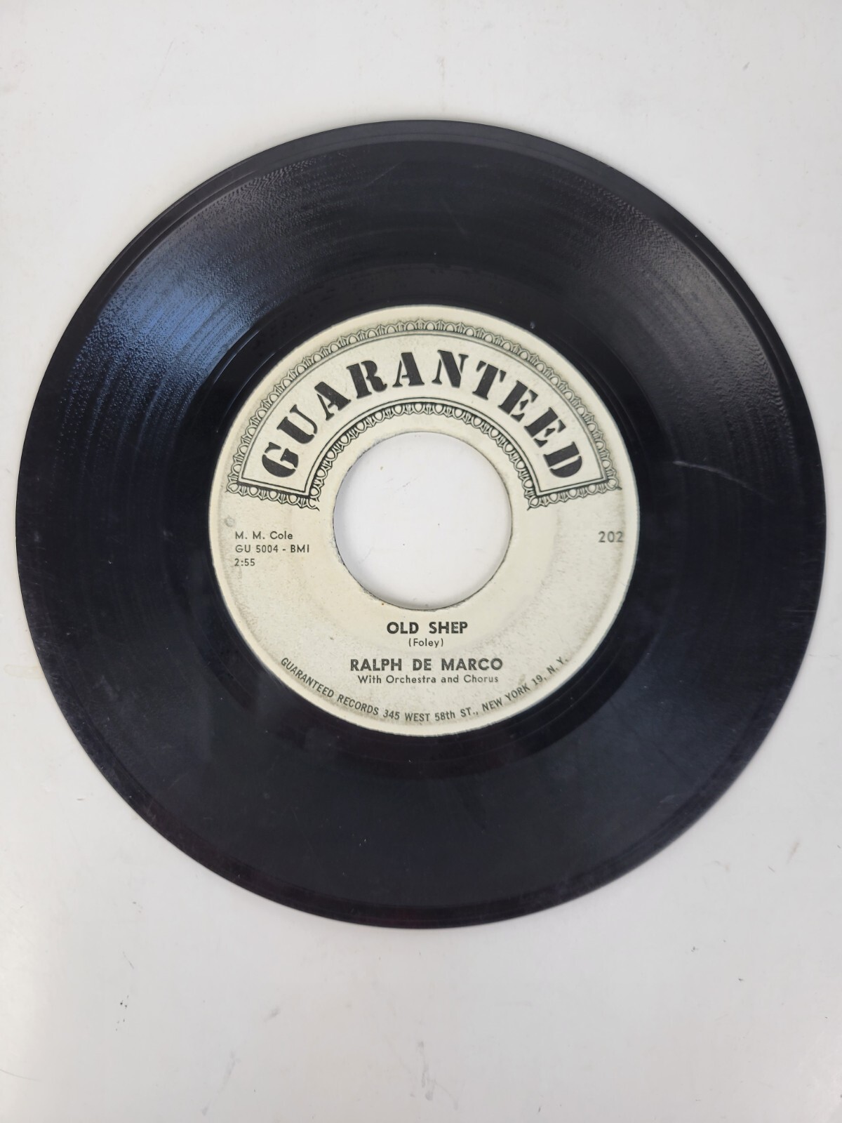 45 RPM Vinyl Record Ralph De Marco - Old Shep / More Than Riches On ...