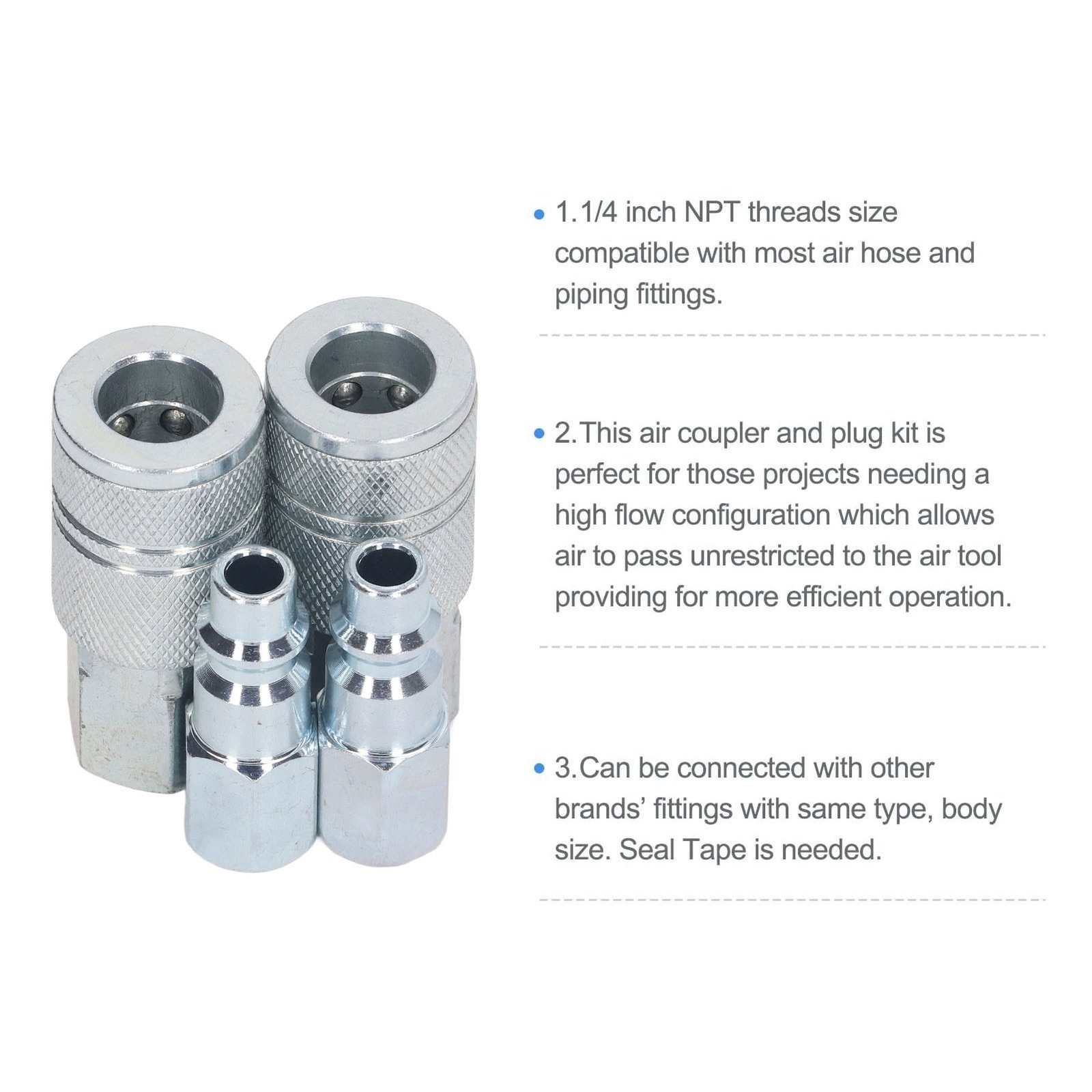 Air Coupler Plug Kit Hose Quick Connect Fitting 3/8 NPT Air Compressor ...