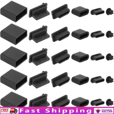 30Pcs Silicone Anti Dust Cover USB Caps Kit W/ Cleaning Brush HDMI USB ...