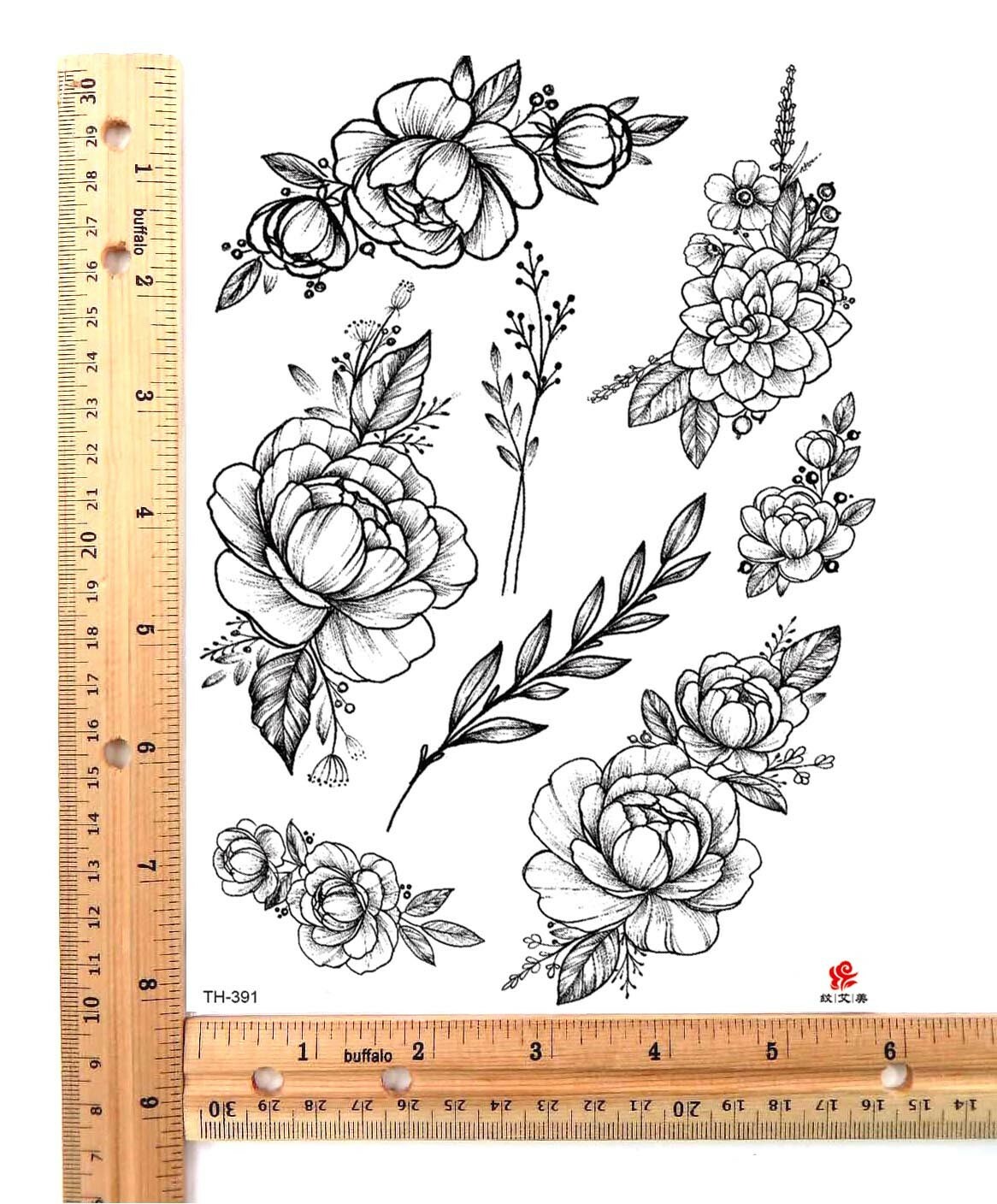 vintage rose large 8.25" arm tattoo tramp stamp removable | eBay