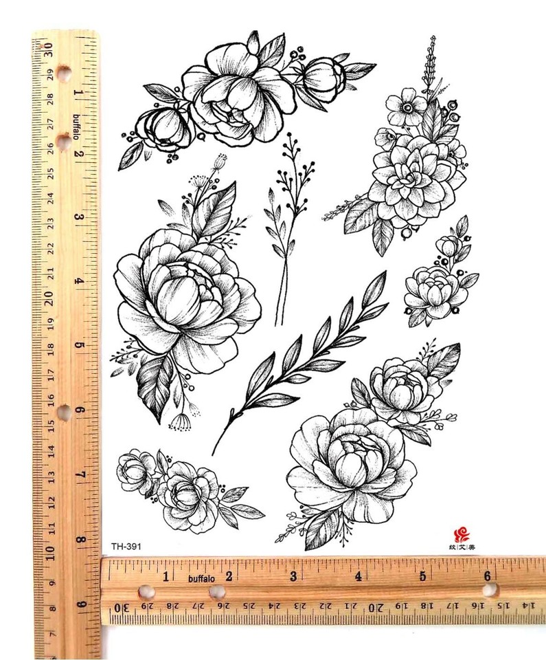 vintage rose large 8.25" arm tattoo tramp stamp removable | eBay