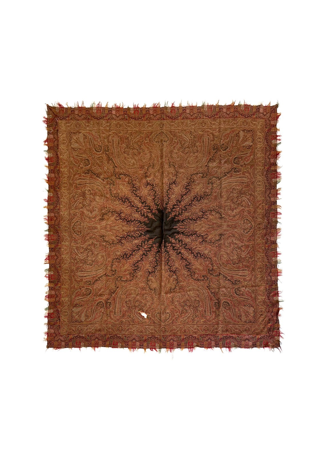 Antique Paisley Shawl Scarf / Textile - Floral Motif … - Gem