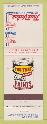 Matchbook Cover - Tru Test Paint True Value Hardware Stores | eBay