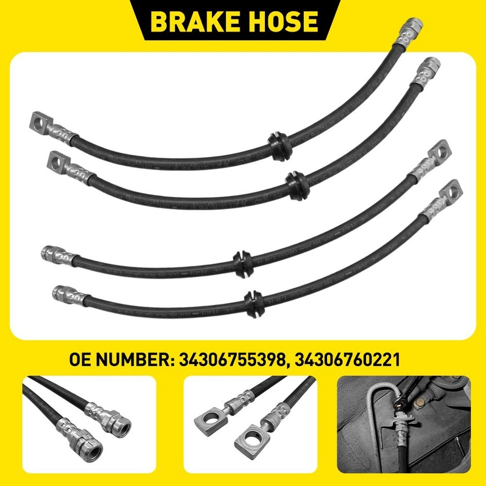 2/4x Rear Brake Hose Lines 456MM For MINI Cooper One S R50 R52 R56 ...