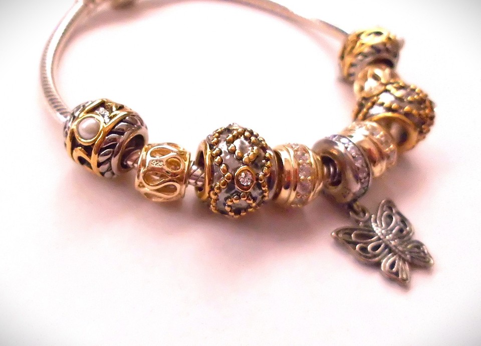 PANDORA 7.5" GENUINE BRACELET CHARMS INCLUDED [ only 1 Pandora Charm ...