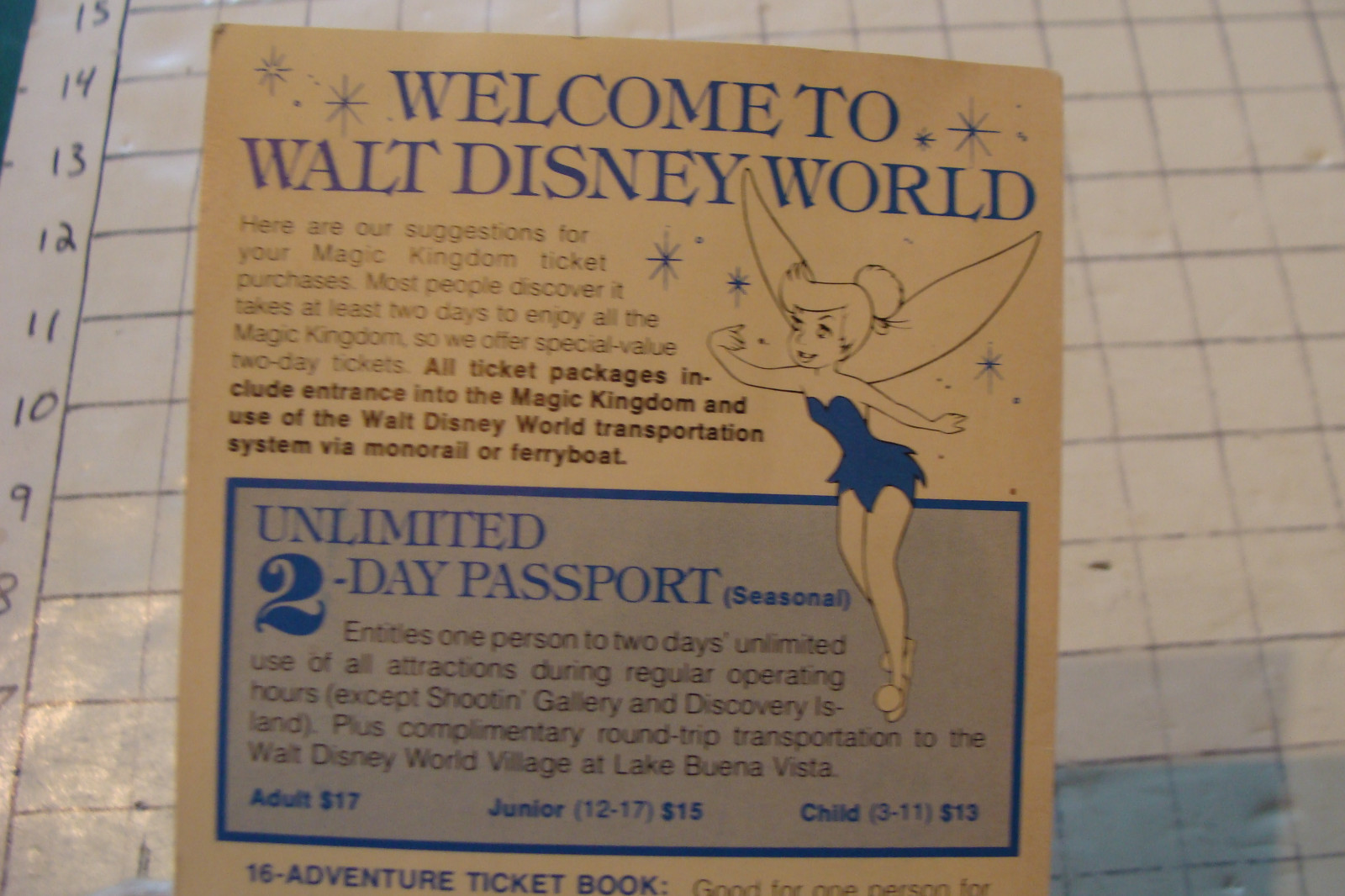 vintage travel item: 1977 welcome to WALT DISNEY WORLD card w prices ...