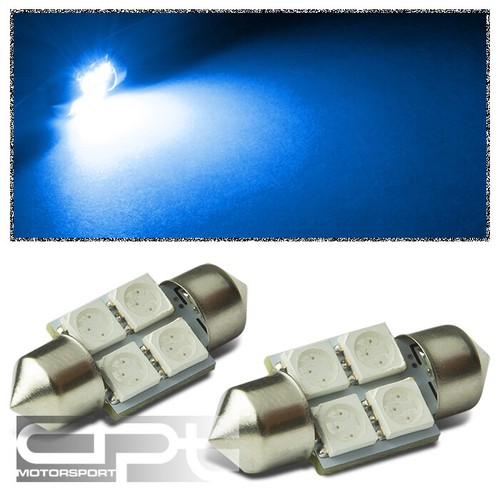 X2 11X31MM 4 SMD 5050/5055 BRIGHT BLUE LED INTERIOR DOME/TRUNK LIGHT ...