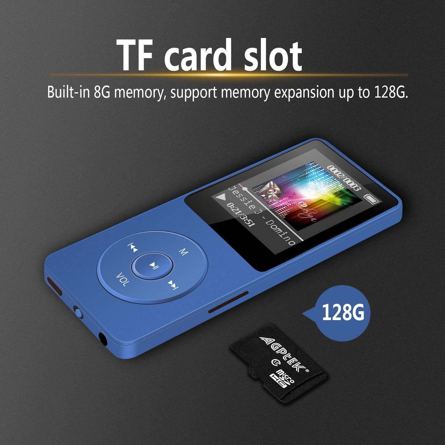 AGPTEK A02 8GB MP3 Player, 70 Hours Playback Lossless Sound Music ...