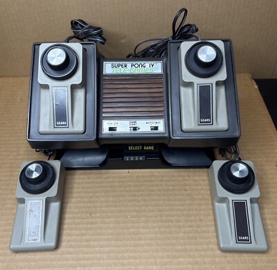 Vintage Sears Tele-Games Atari Super Pong IV w/ 4 Controllers Paddles ...