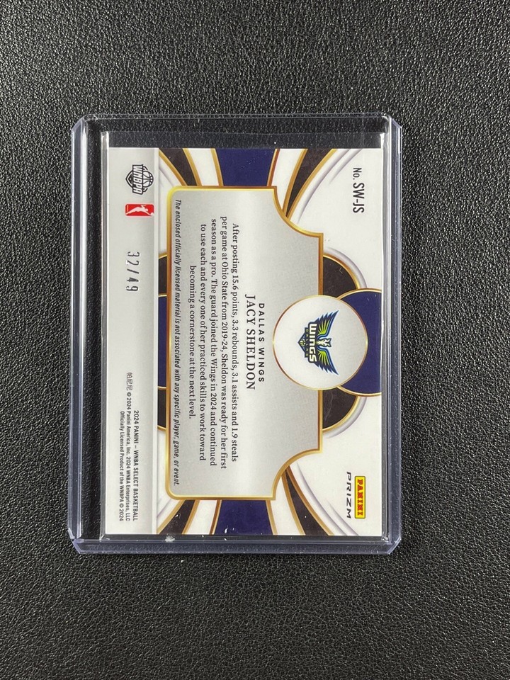 JACY SHELDON 2024 PANINI WNBA SELECT SELECTIVE SWATCHES PURPLE PRIZM ...