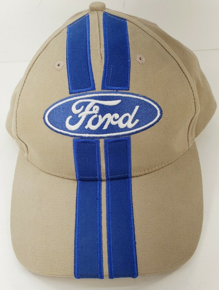 Ford Hat Cap Khaki Blue Racing Stripes One Size Fits … - Gem