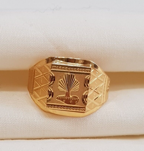 Pure 22K Gold Ring Men Traditional Look Plain Yellow Gold Real Ring ...