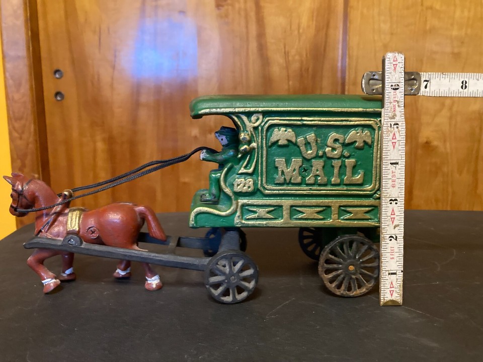 Vintage Cast Iron Post Office U.S. Mail Stagecoach Horse Drawn Wagon ...