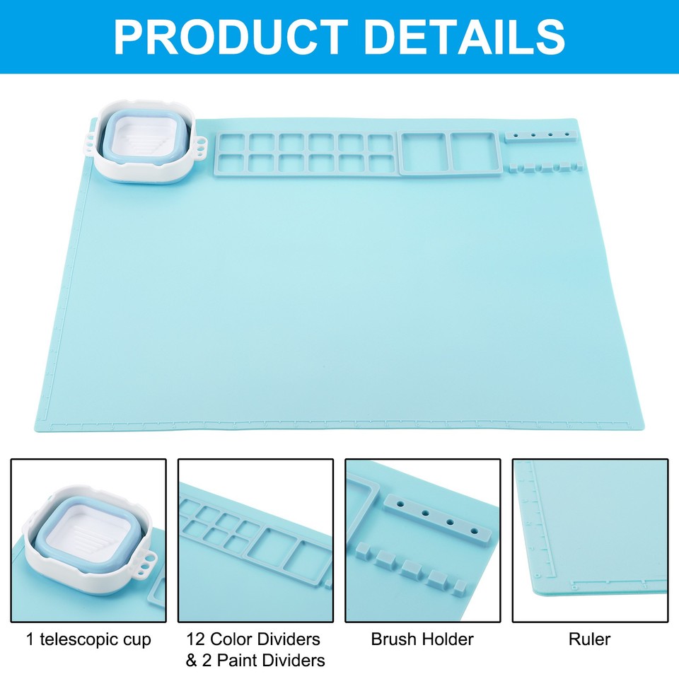 2PCS Silicone Drawing Painting Mat for Crafts Arts Blue DIY Nonstick ...