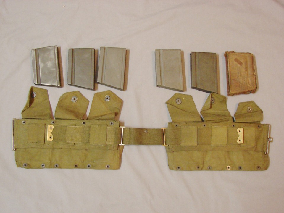 U.S. ARMY WW2 BROWNING AUTOMATIC RIFLE B.A.R. M1937 BELT & 6 MAGAZINES ...