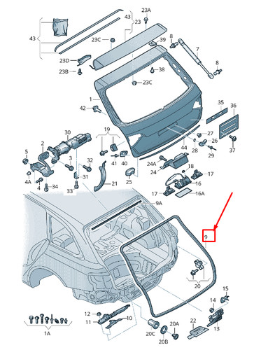 NEW AUDI Q5 8R REAR HATCH SEAL RUBBER 8R0827705E ORIGINAL 8R0-827-705-E ...