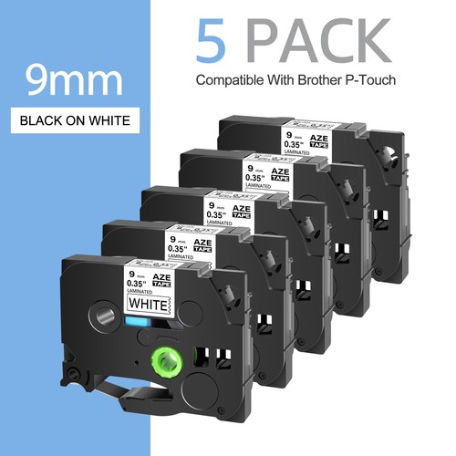 5PK TZ221 TZe221 Label Tape Black on White for Brother P-Touch PT-E500 ...