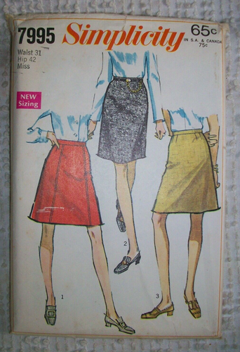 Cool Simplicity 60s Vintage Sewing Pattern 7995 MOD A-line Short Skirt ...