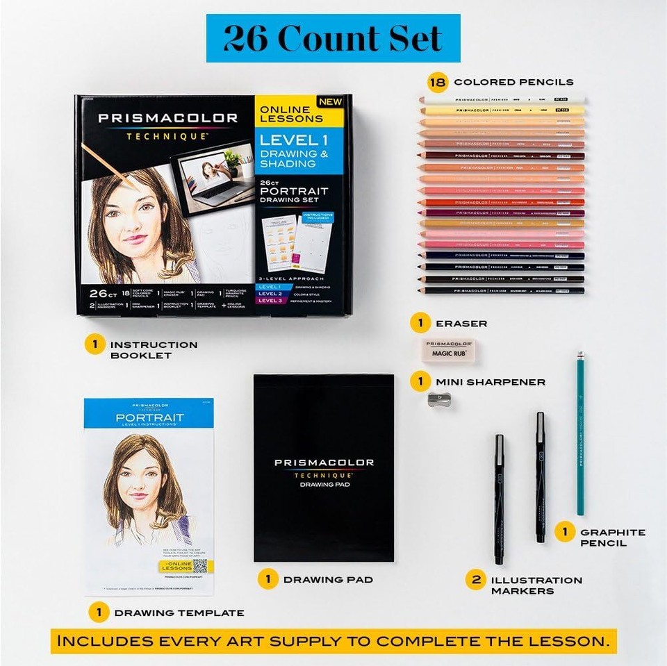 Technique Portrait Drawing Set Level 1 Art Supplies & Digital Lessons ...