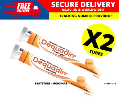 2 Tubes DEQUADIN Citrus Lozenges (Dequalinium) Sore Throat 24's | eBay