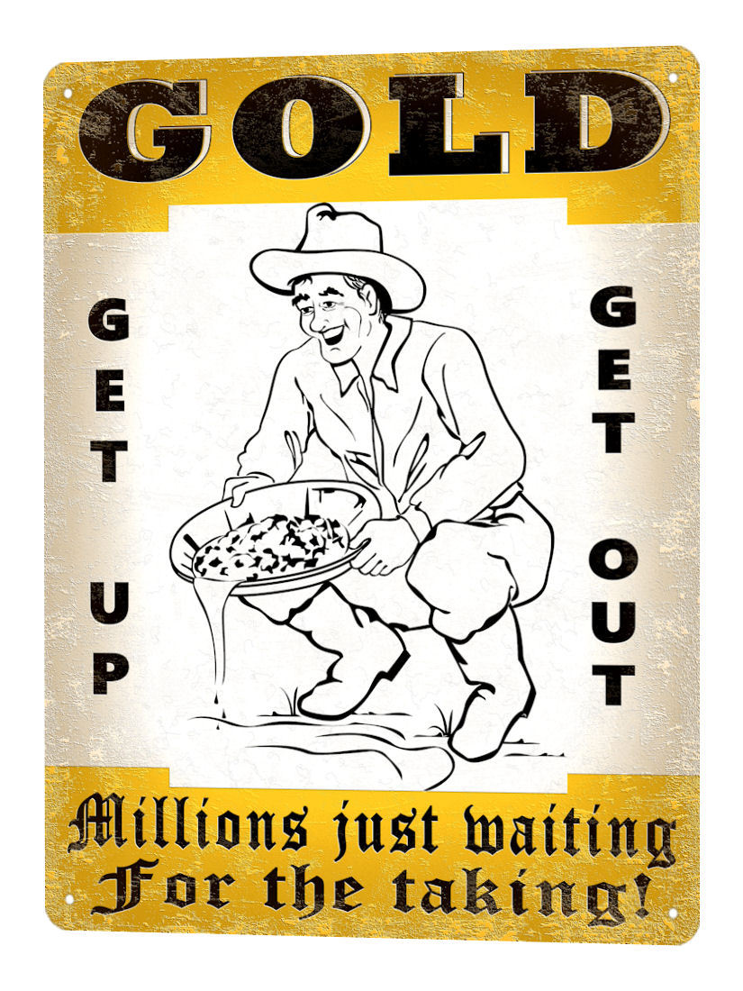 GOLD panning METAL sign great gift for gold miners vintage style decor ...