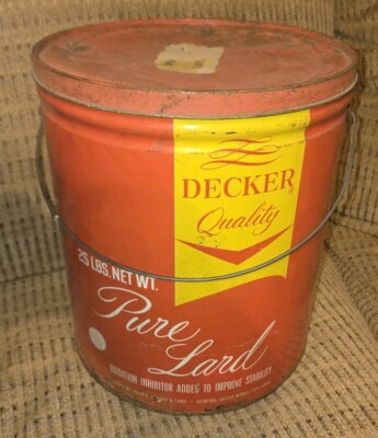 VTG DECKERS PIQUALITY PURE LARD 50LB CAN PIQUA OHIO TIN ADVERTISING VAL ...